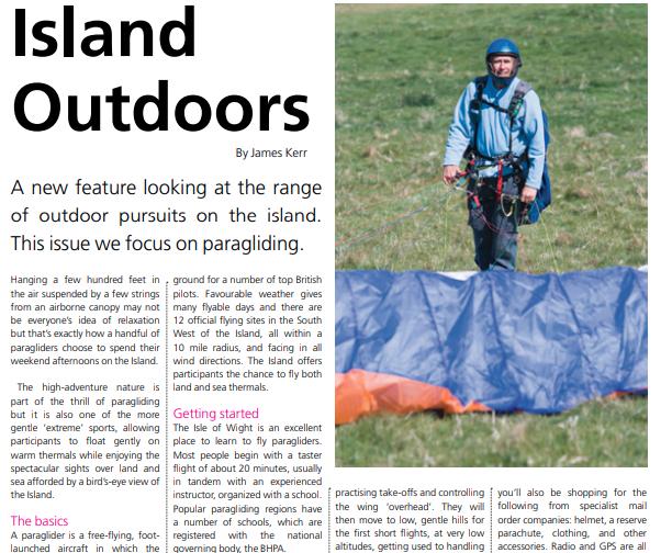 We’re featured in the “Island Outdoors” magazine! – Butterfly Paragliding